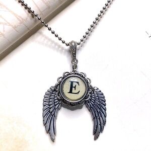 Jewelry | Letter E Typewriter Charm Wing Necklace | Poshmark